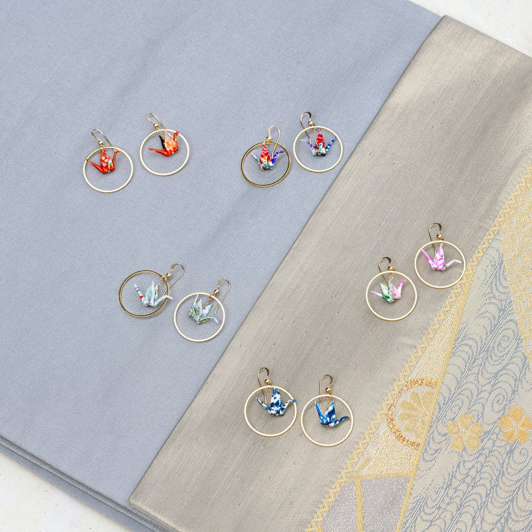 Hoop Crane Earrings / 14K Gold-fill – Mimi's Origamis